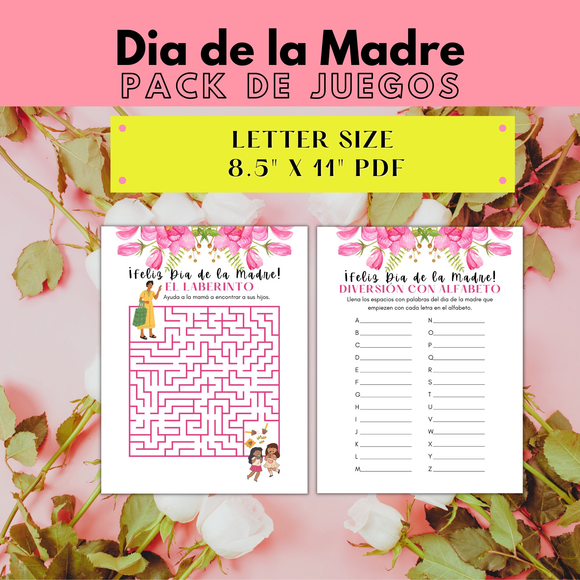Mother's Day Spanish Games: Word Search, Maze (PDF) - Etsy