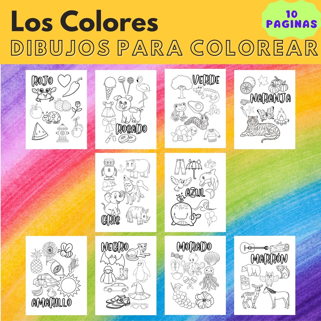 Spanish Colors Coloring Pages: Kindergarten Learning Activity (PDF) - Etsy
