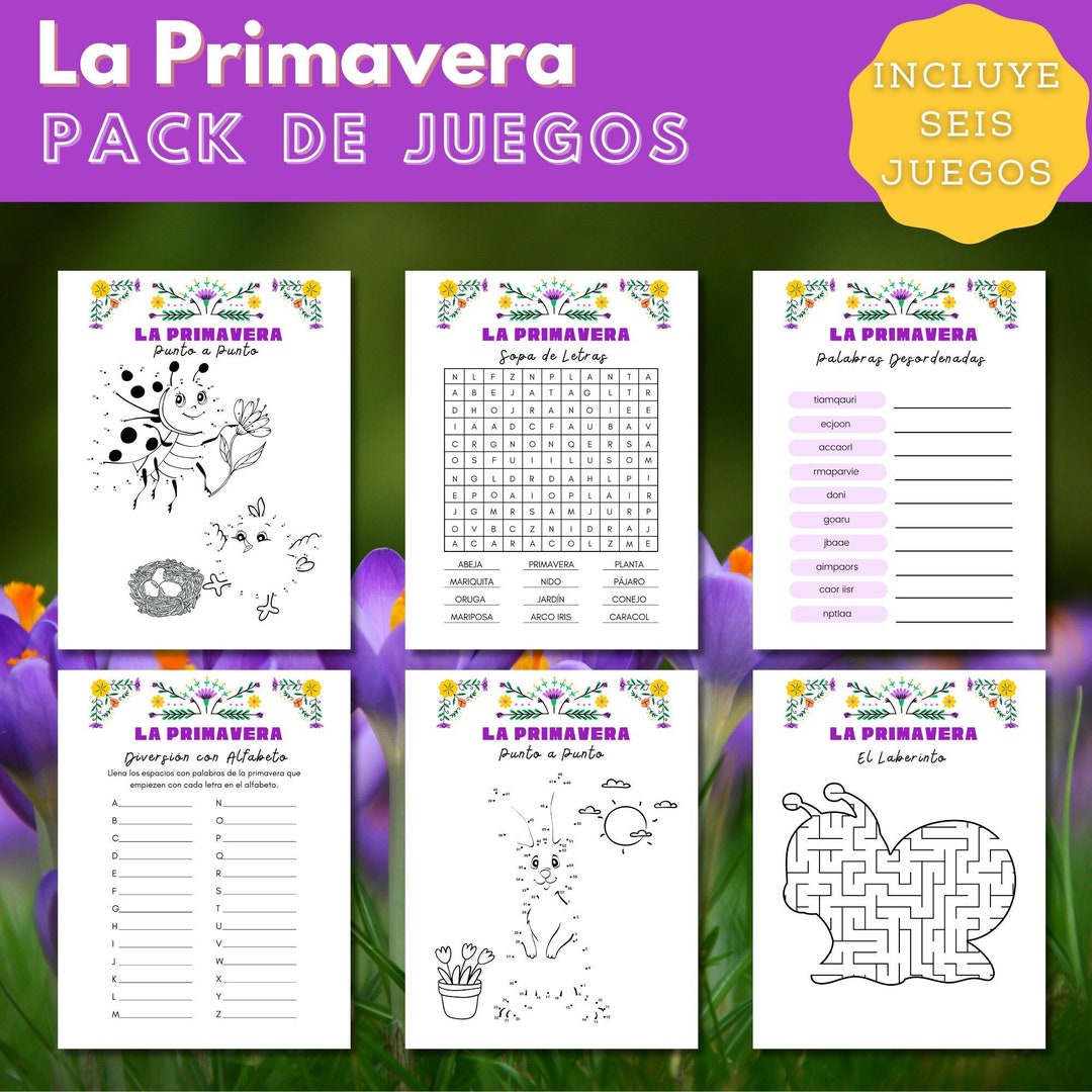 La Primavera Spanish Learning Games: Spring Season Word Search, Maze ...