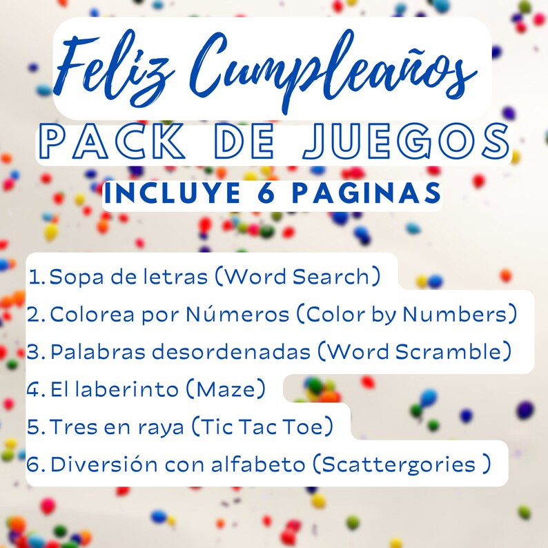 Feliz Cumpleaños Games: Spanish Birthday Activities (PDF) - Etsy