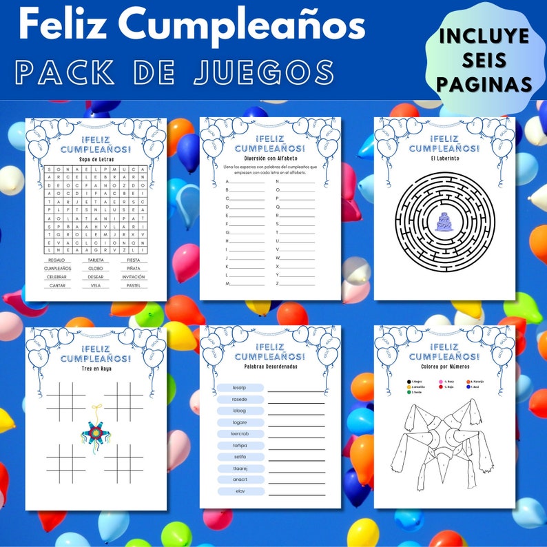 Feliz Cumpleaños Games: Spanish Birthday Activities (PDF) - Etsy