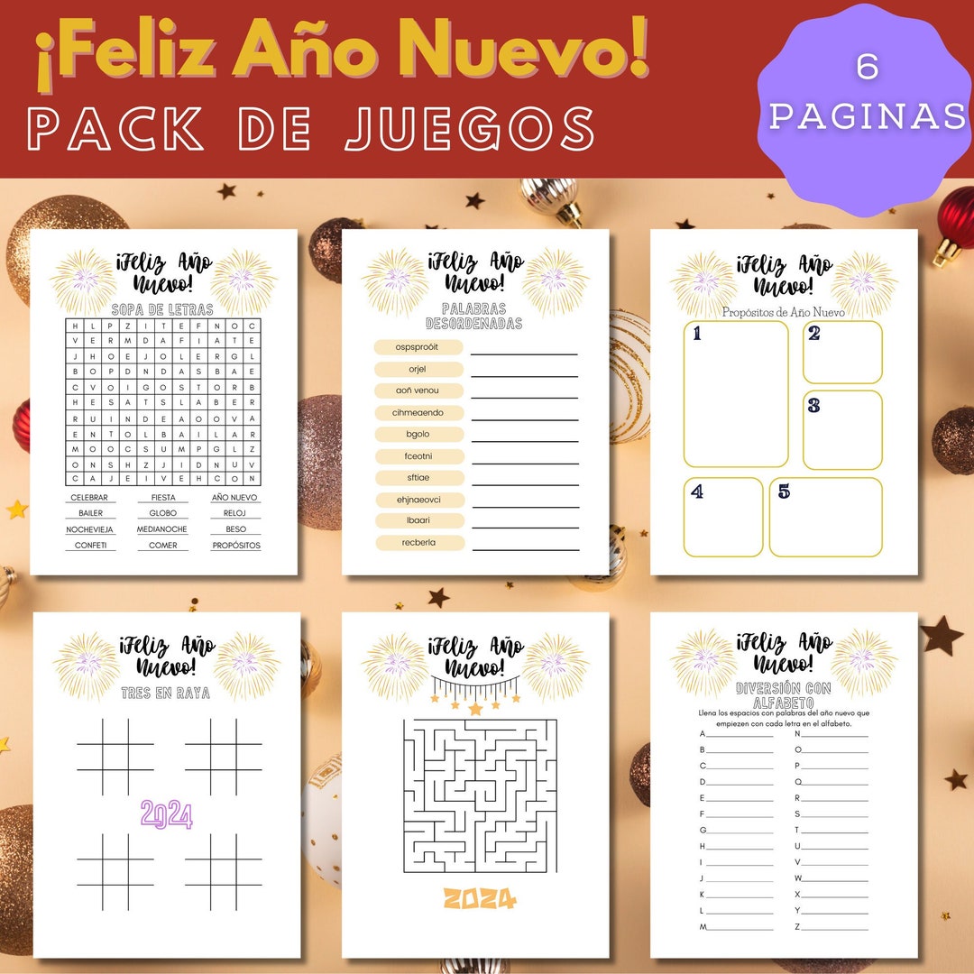 Feliz Año Nuevo Juegos y Actividades en Español Juegos familiares de ...