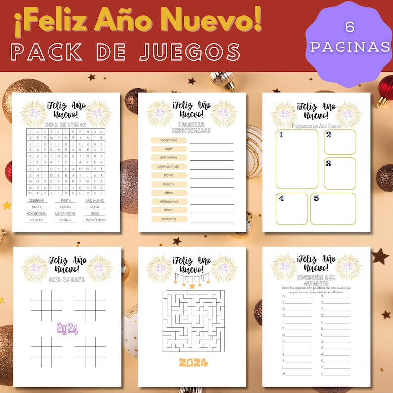 Feliz Año Nuevo Juegos y Actividades en Español Juegos familiares de ...
