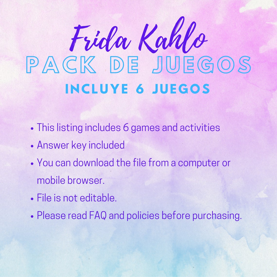 Frida Kahlo Spanish Games & Activities: Word Search, Maze (PDF) - Etsy