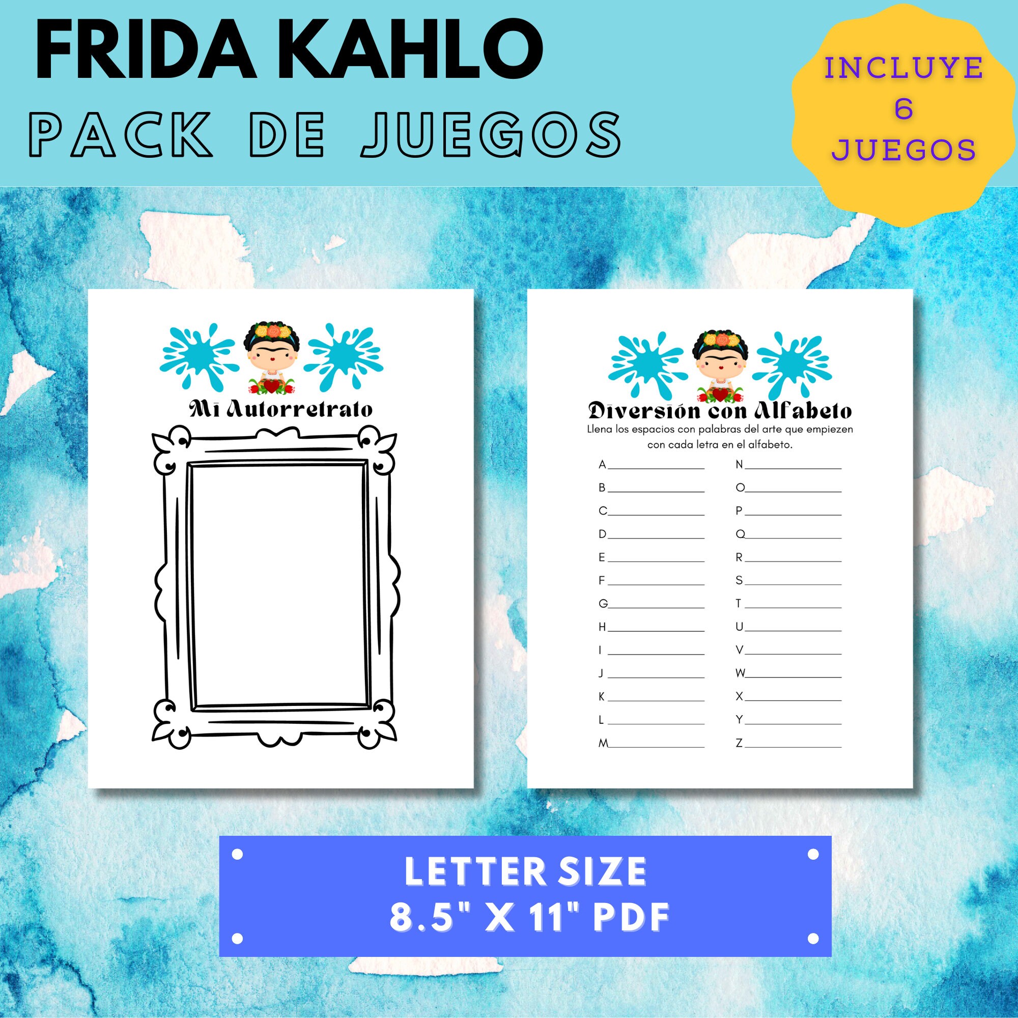Frida Kahlo Spanish Games & Activities: Word Search, Maze (PDF) - Etsy