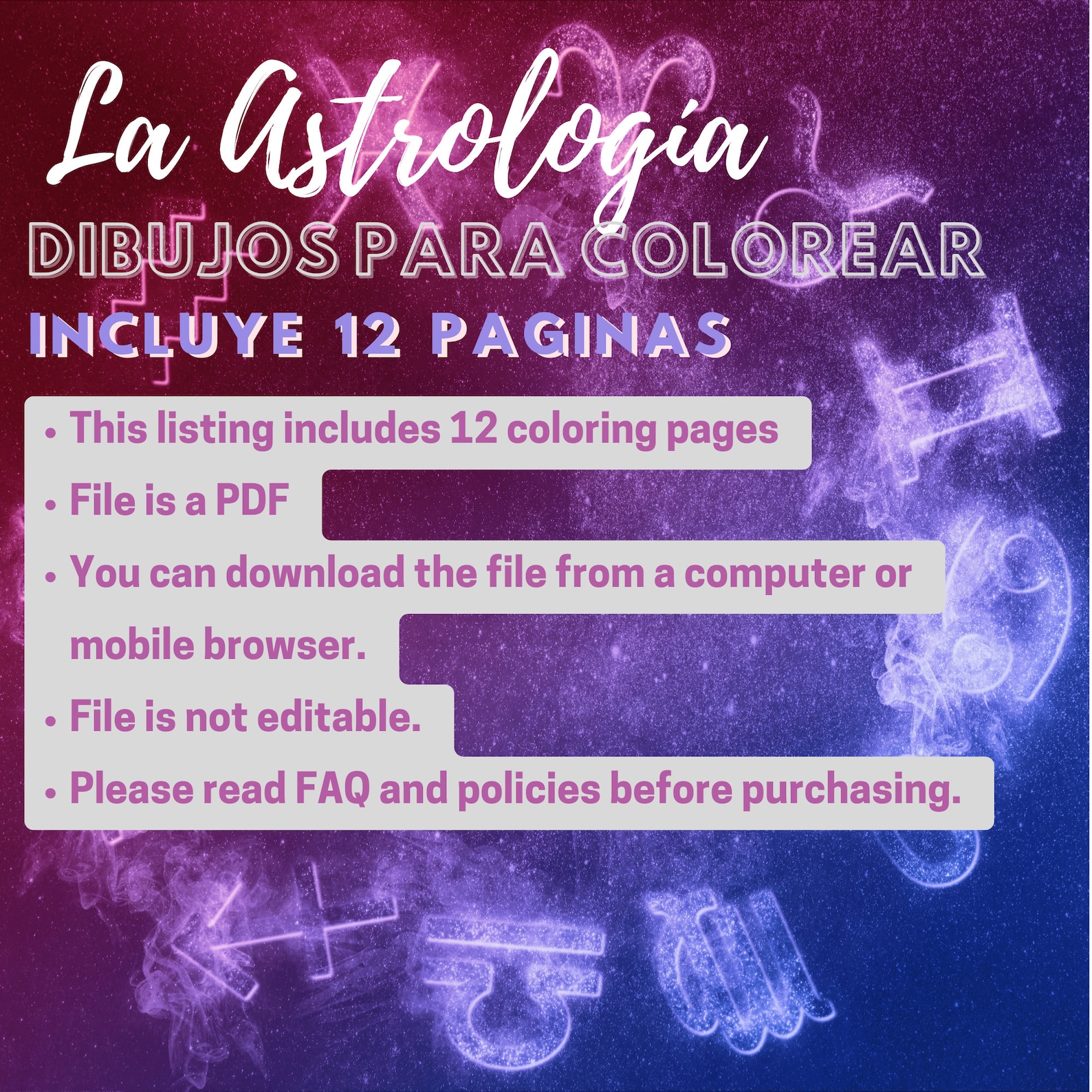 La Astrología - Dibujos Para Colorear, Spanish Printable Pages ...