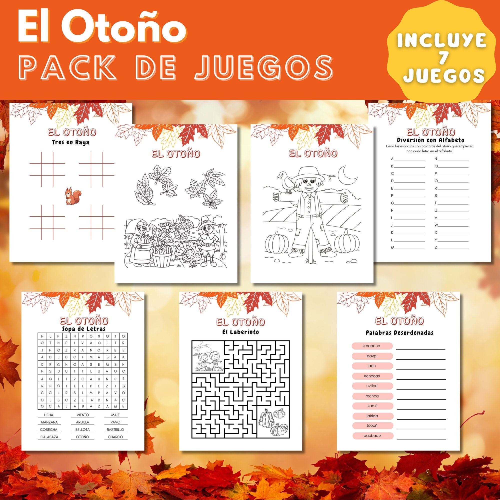 El Otoño Juegos Y Actividades En Español - Games & Activities Spanish ...