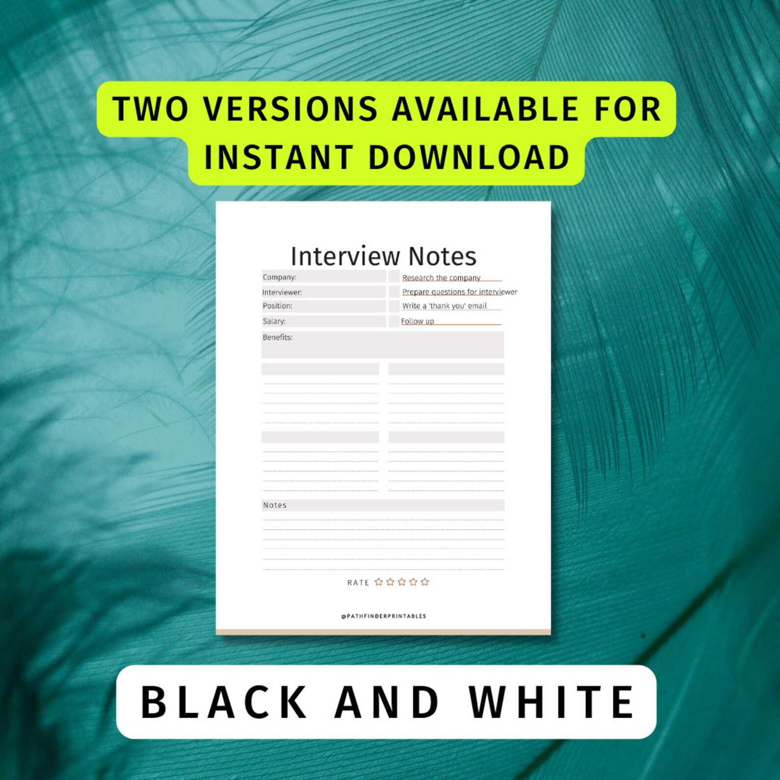 Interview Notes Template Interview Preparation And Job Search Worksheet Questions And