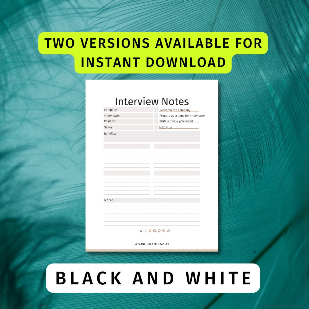 Interview Notes Template - Interview Preparation and Job Search ...