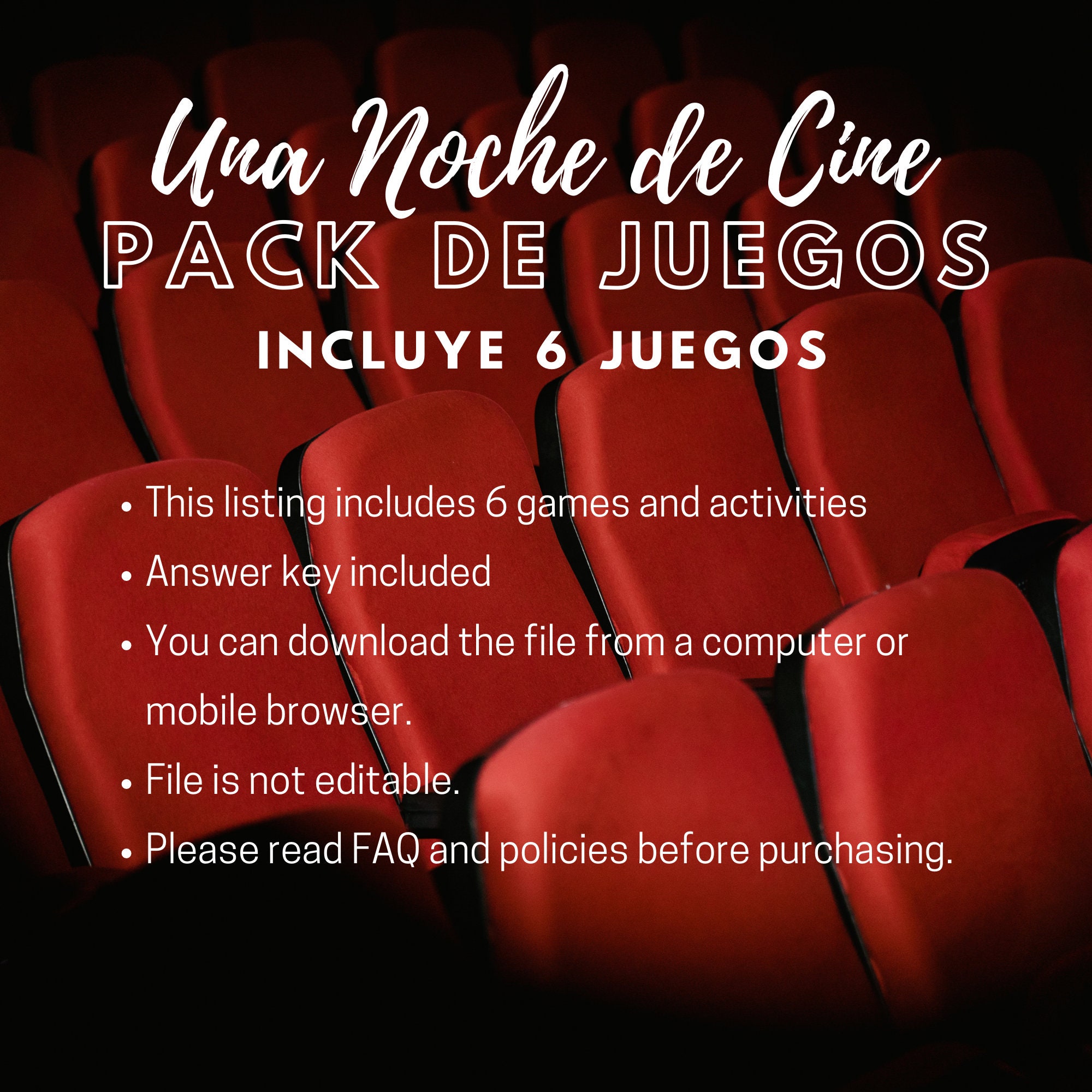 Una Noche De Cine Juegos Y Actividades En Español Movie Night Family ...