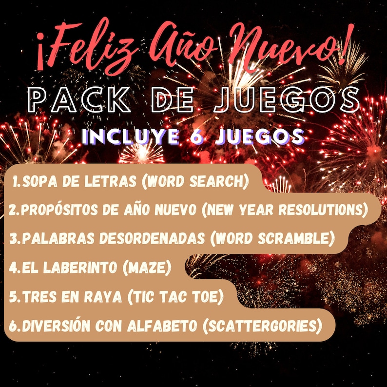 Feliz Año Nuevo Games: Spanish New Year Activities (printable PDF) - Etsy