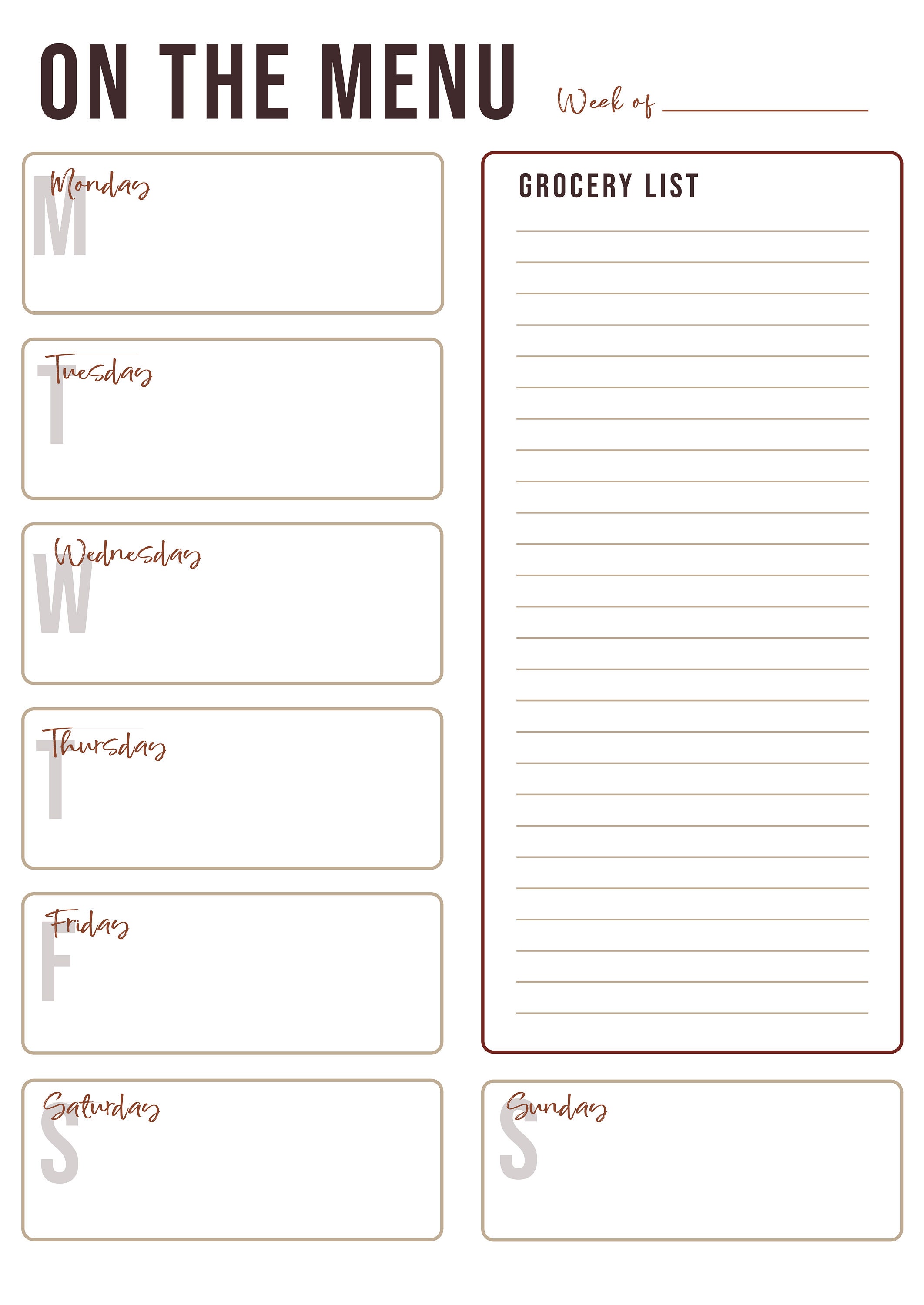 On the Menu - Meal Planner Digital Download - Etsy