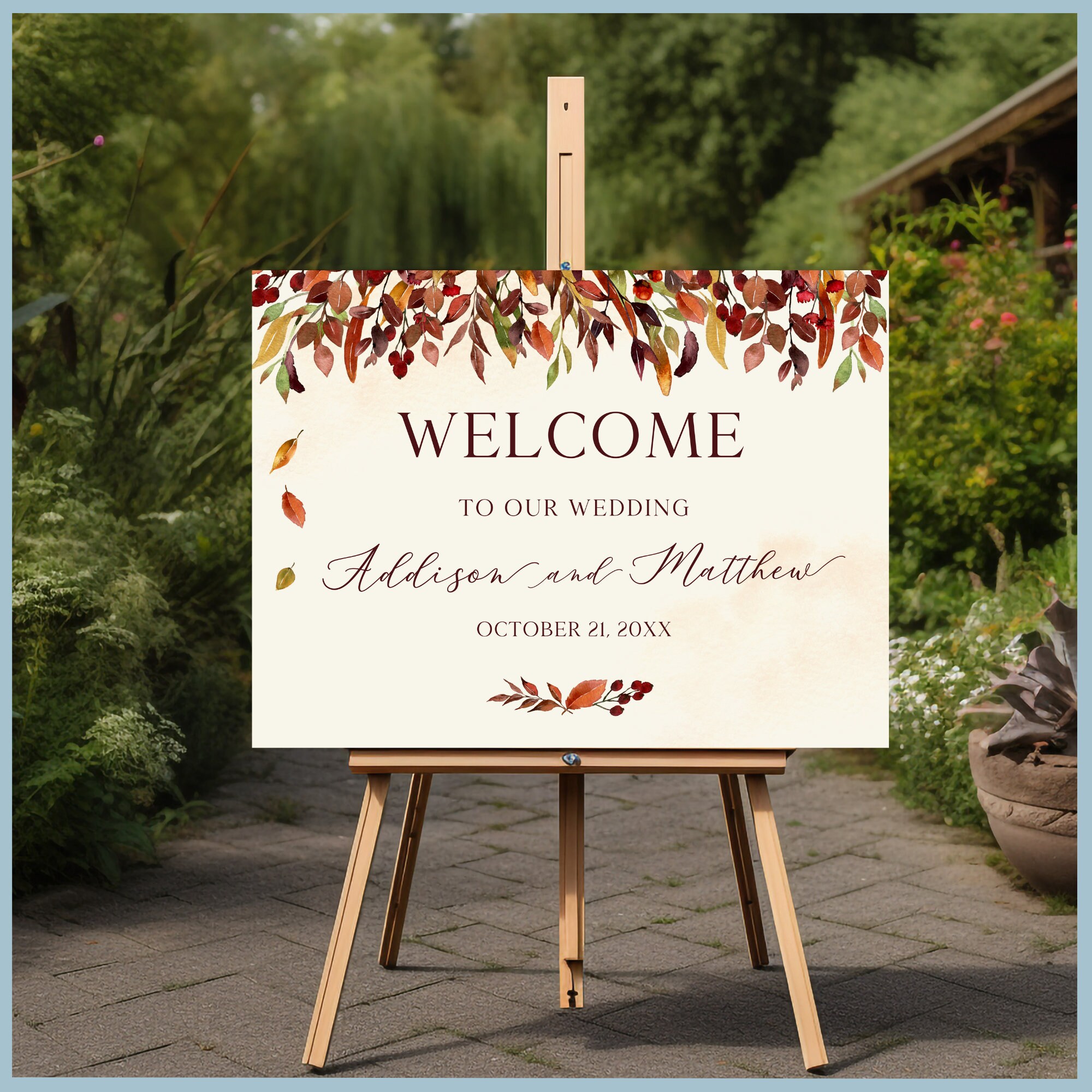 Autumn Wedding Welcome Sign Printable Template, Bridal Shower Welcome ...