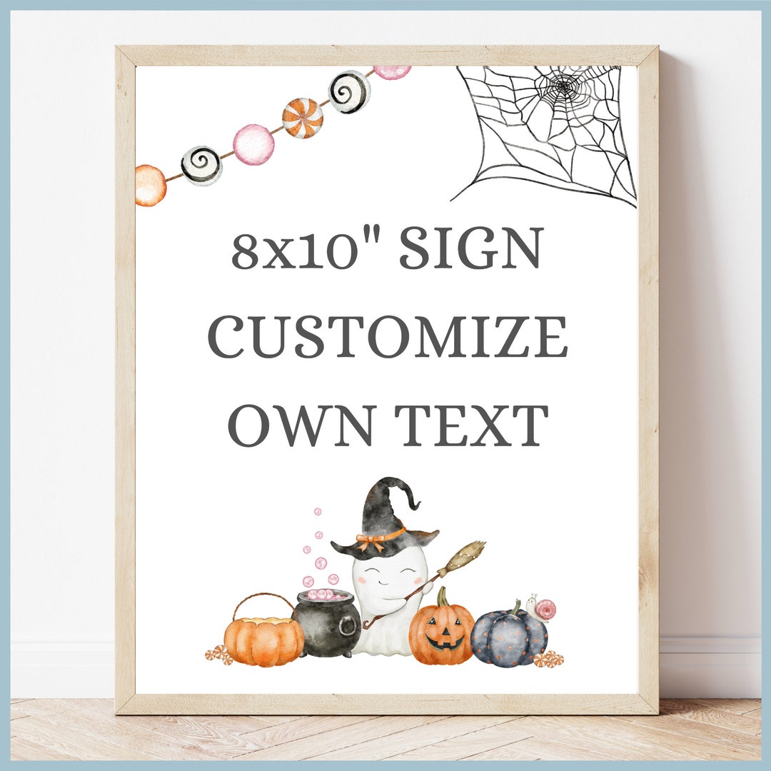 Cute Halloween Baby Shower Custom Sign Printable Template, A Little Boo ...