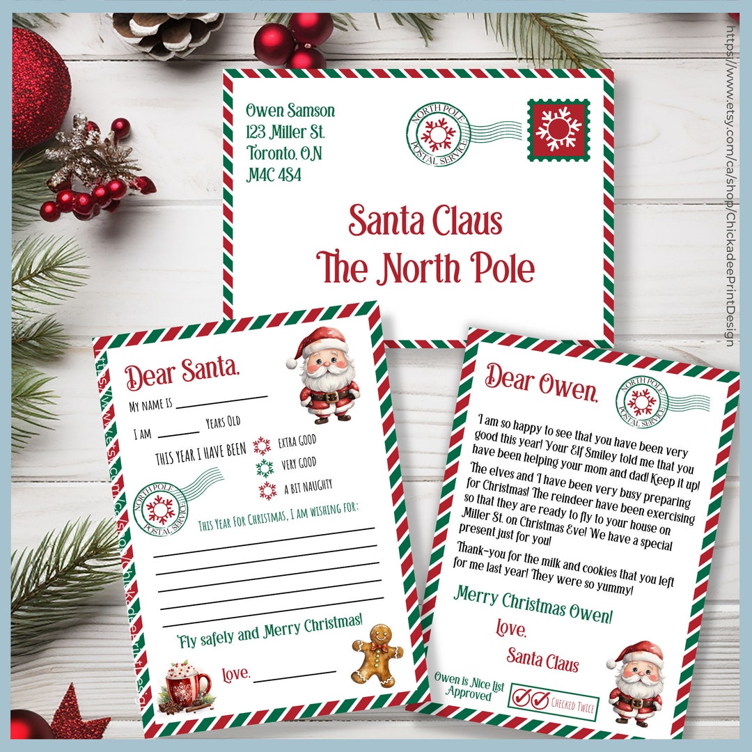 5x7 Letter to Santa, Letter From Santa With Matching Envelope Printable ...