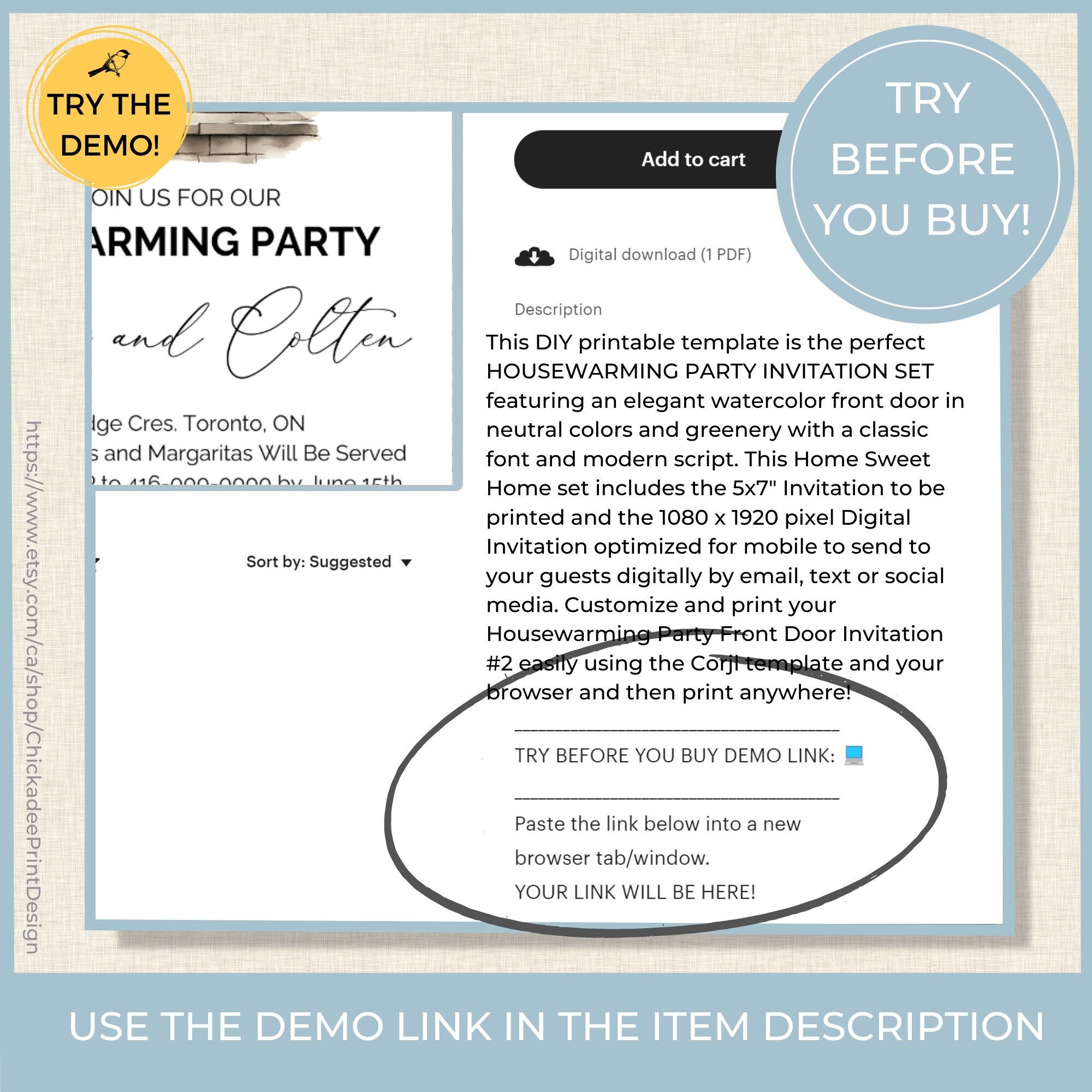 Housewarming Party Invitation Printable Template and Digital Invitation ...