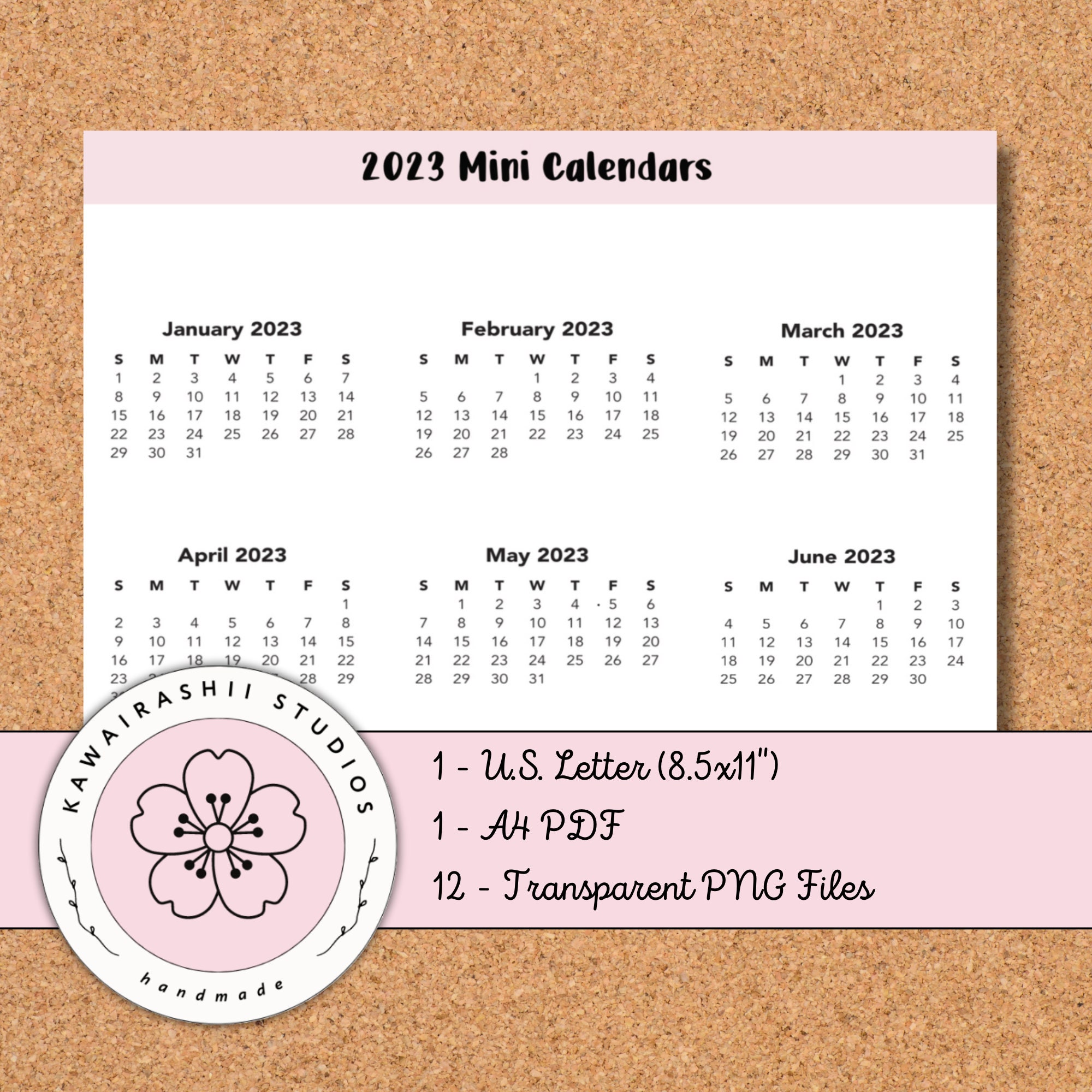 2023 Mini Calendar Printable Stickers, Calendar Printable Stickers for ...