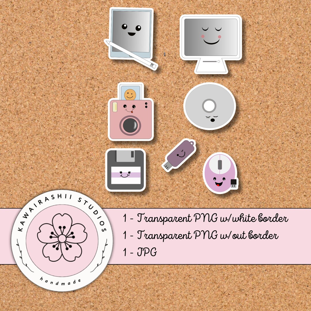 Kawaii Tech Printable Stickers, Printable Stickers, Kawaii Printable ...
