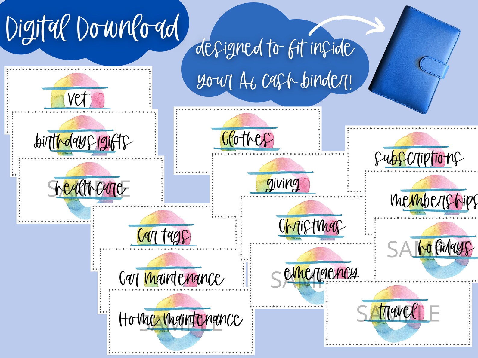 14 Sinking Funds Cash Envelope Inserts | A6 Size | Printable ...