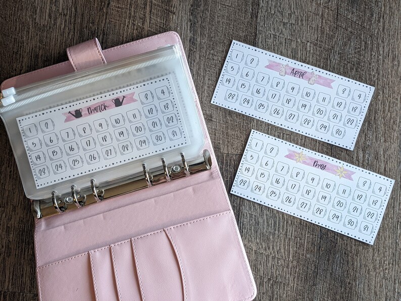 12 Monthly Savings Challenge Printable Savings Tracker Inserts For Cash