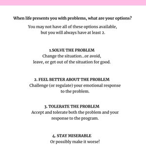 DBT Distress Tolerance Skills, Handout Worksheet, Radical Acceptance, 4 ...