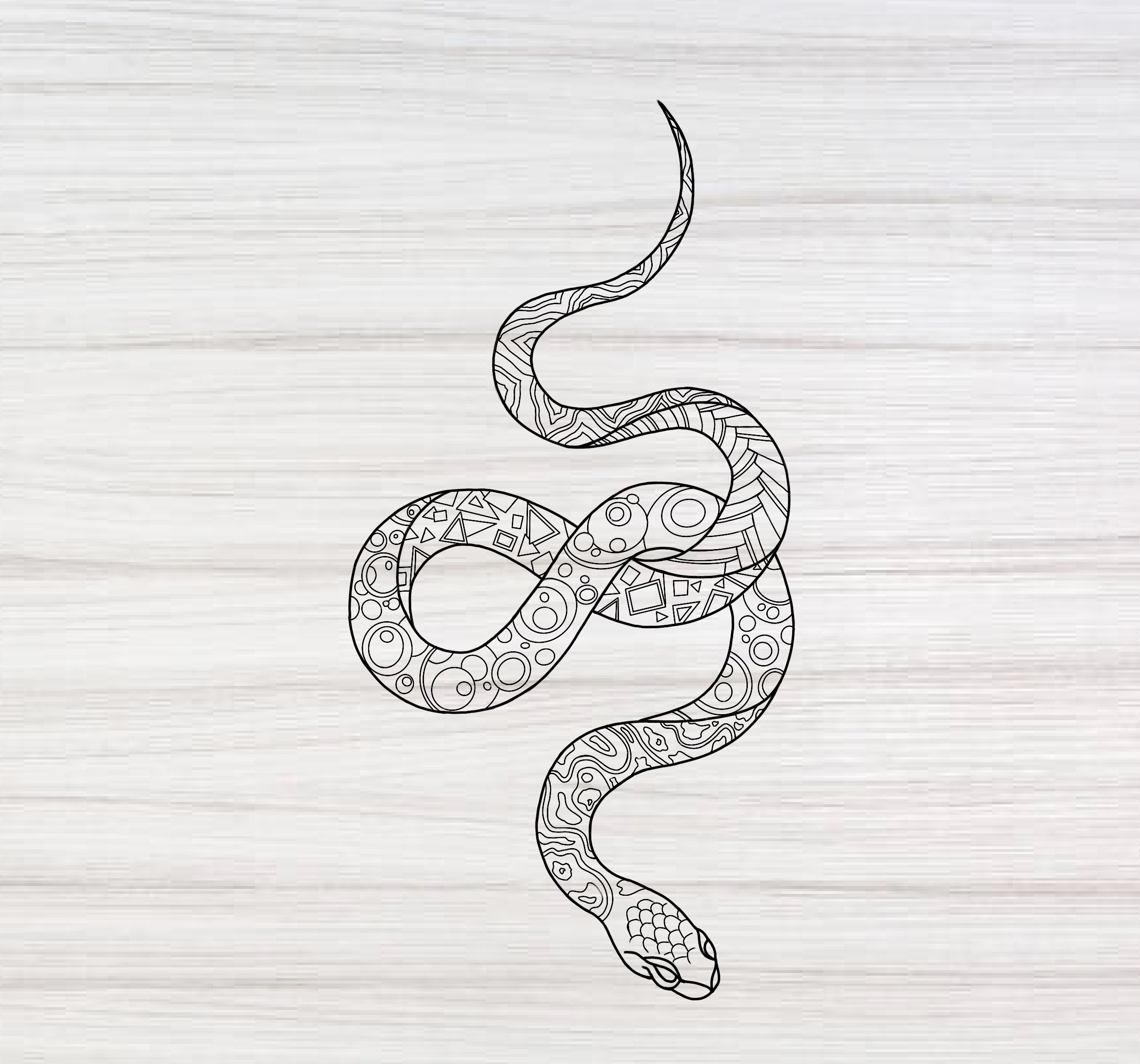 Svg Pdf Snake File | Snake Ornament Svg | Laser Ready File | Snake Pdf ...