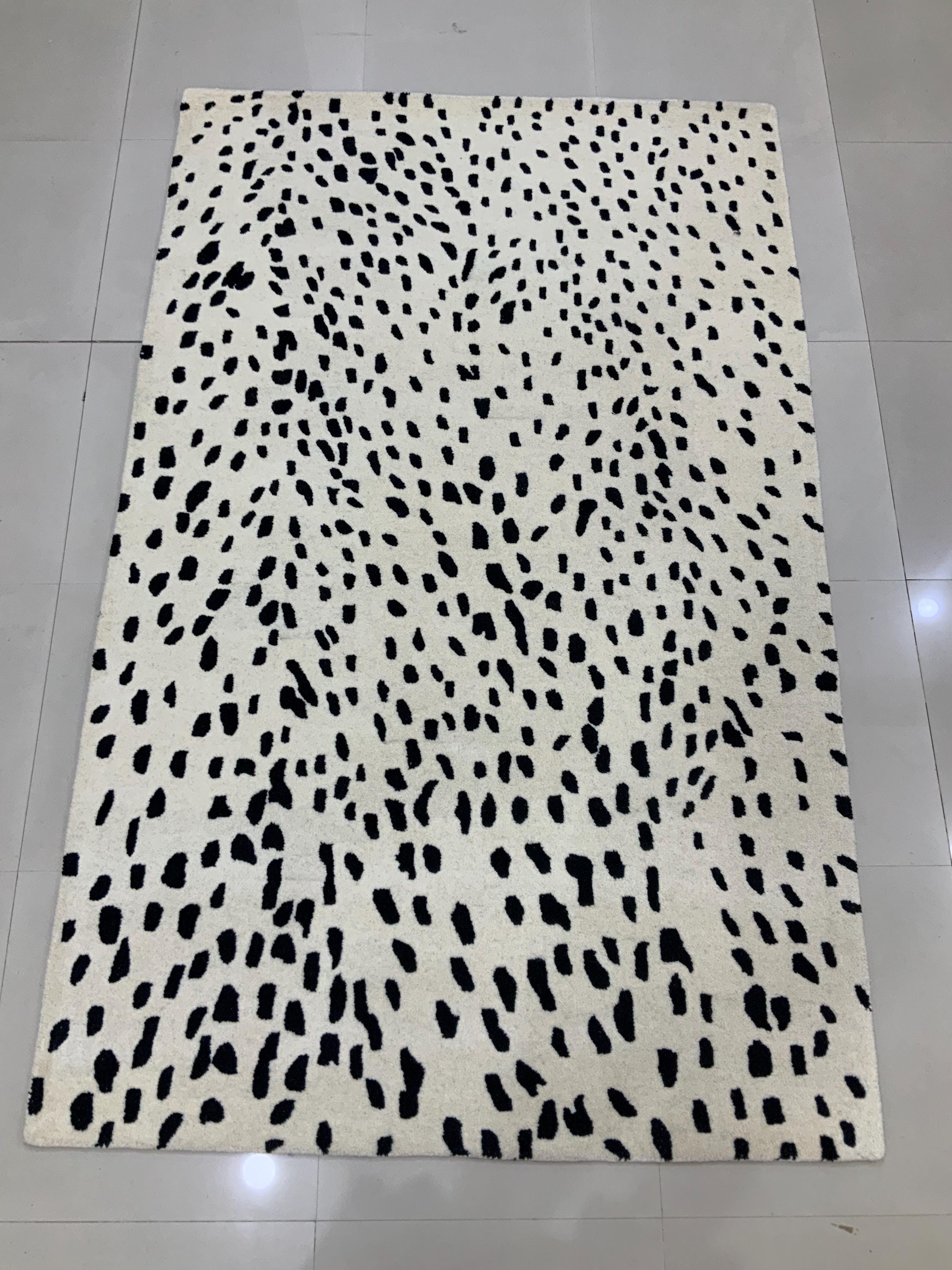 Modern Dalmatian Dot Area Rug – Black & White Hand-tufted Rug ...