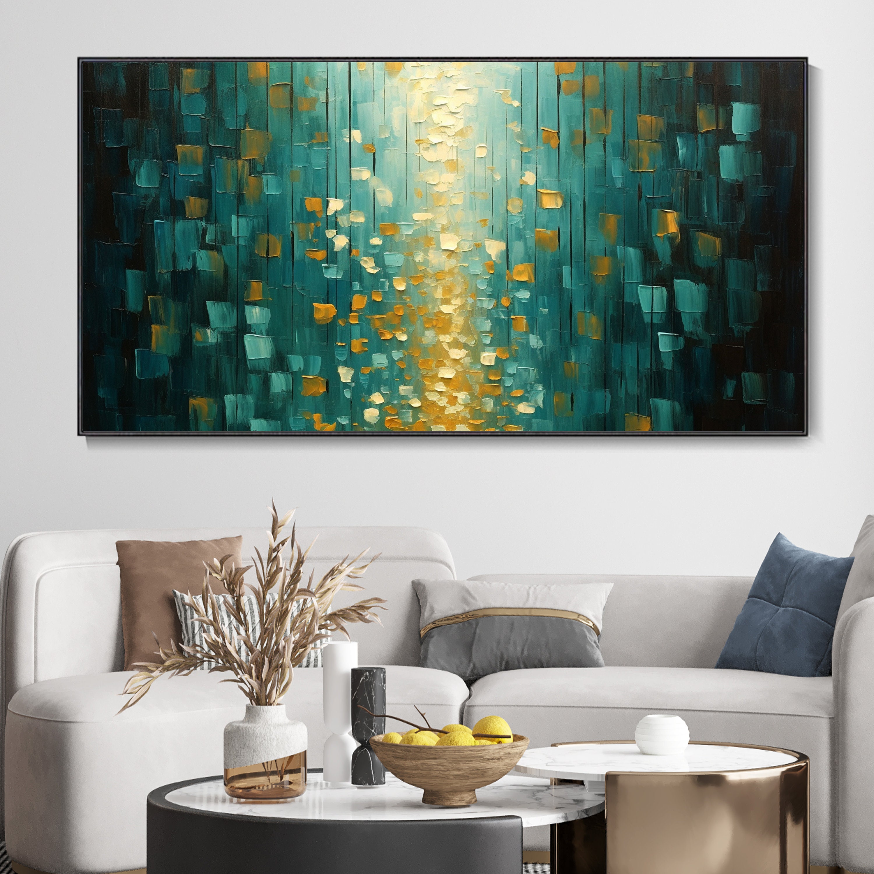 Original Oil Painting Abstract Forest Scenery Green Sunrise - Etsy