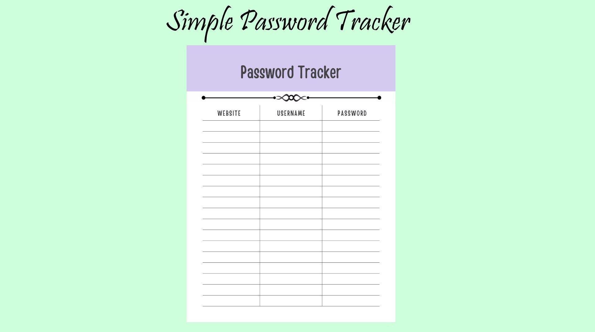 Printable Minimalistic Password Tracker, Password Keeper, Digital ...