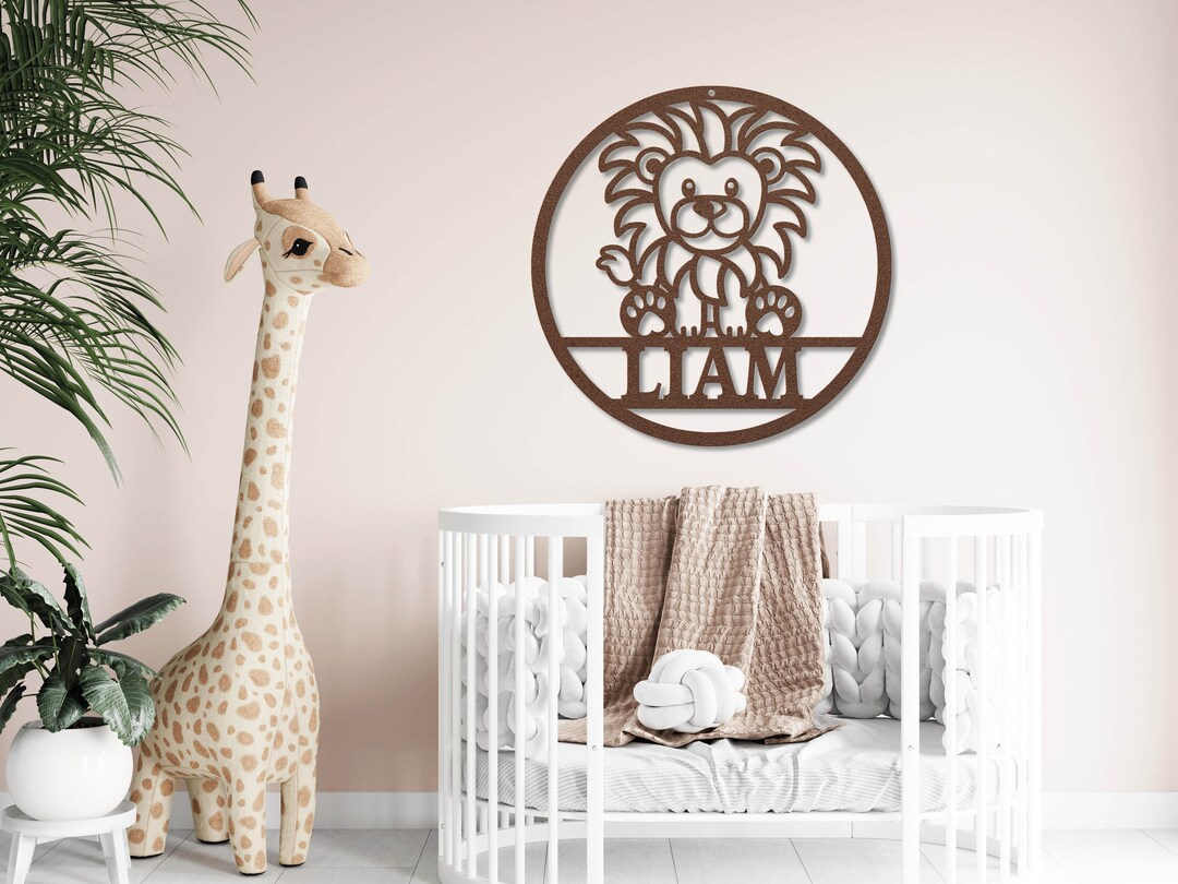 Custom Cute Lion Name Sign for Baby Room, Personalized Nursery Name ...