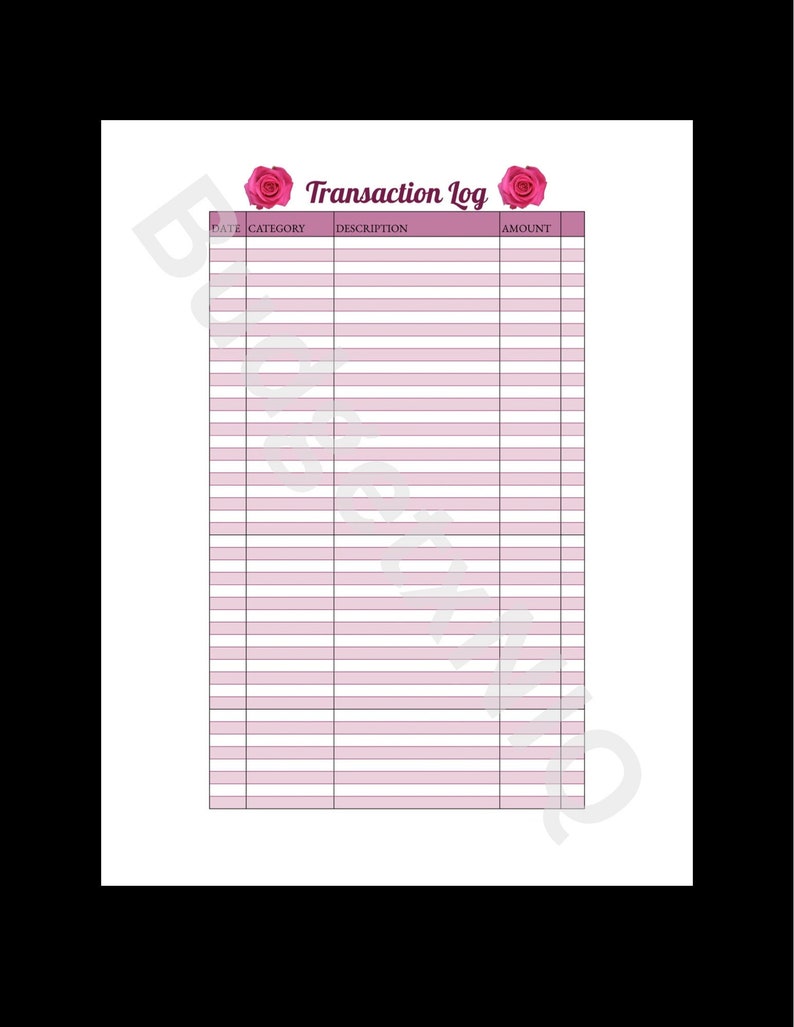 Transaction Log Printable - Etsy