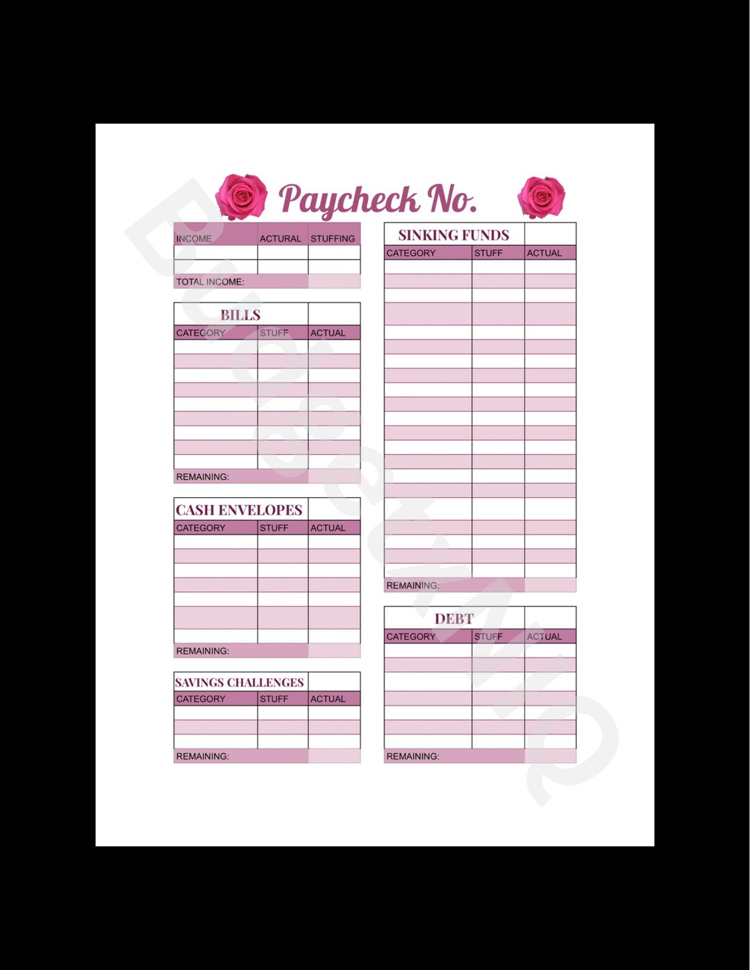 Weekly Paycheck Printable - Etsy