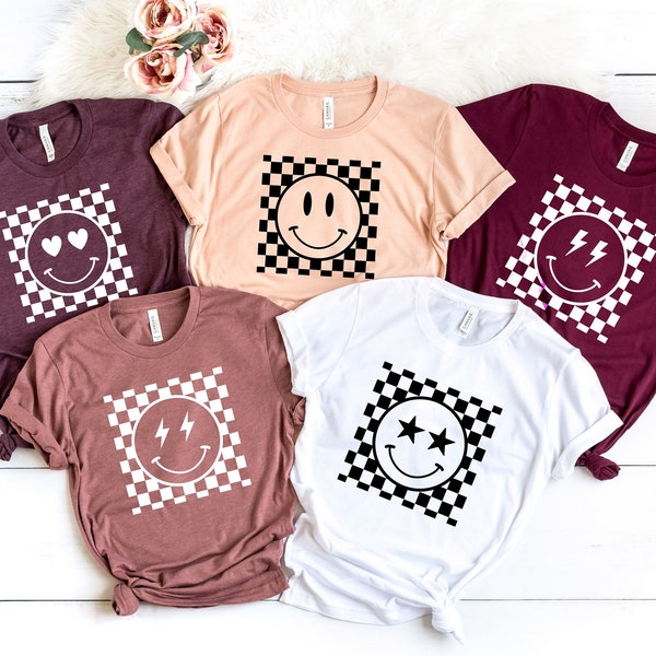 Smiley Face Checkered Shirt - Etsy