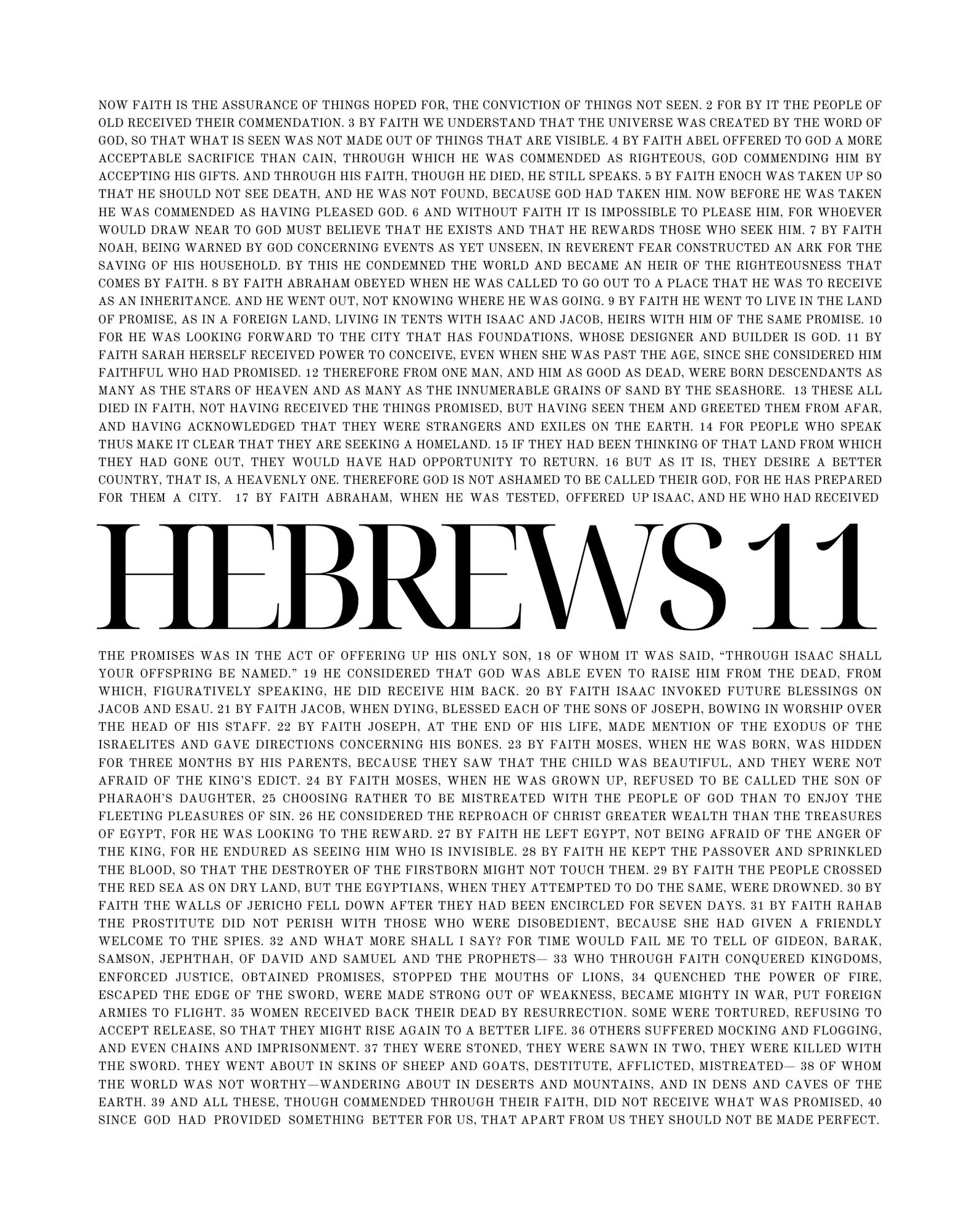 Hebrews 11 Hall of Faith Chapter Poster - Etsy
