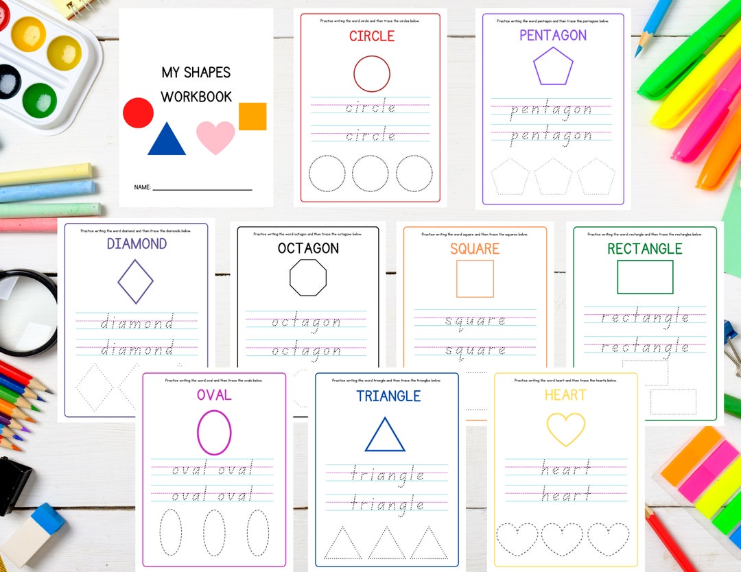Shapes Tracing Workbook - Etsy