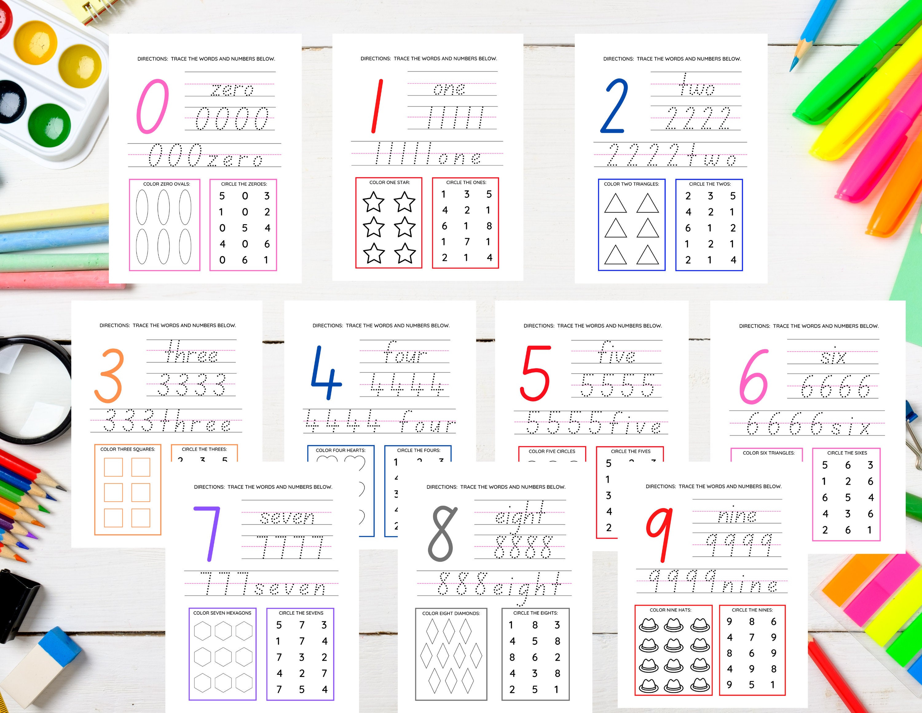 Number Tracing Practice Workbook - Etsy