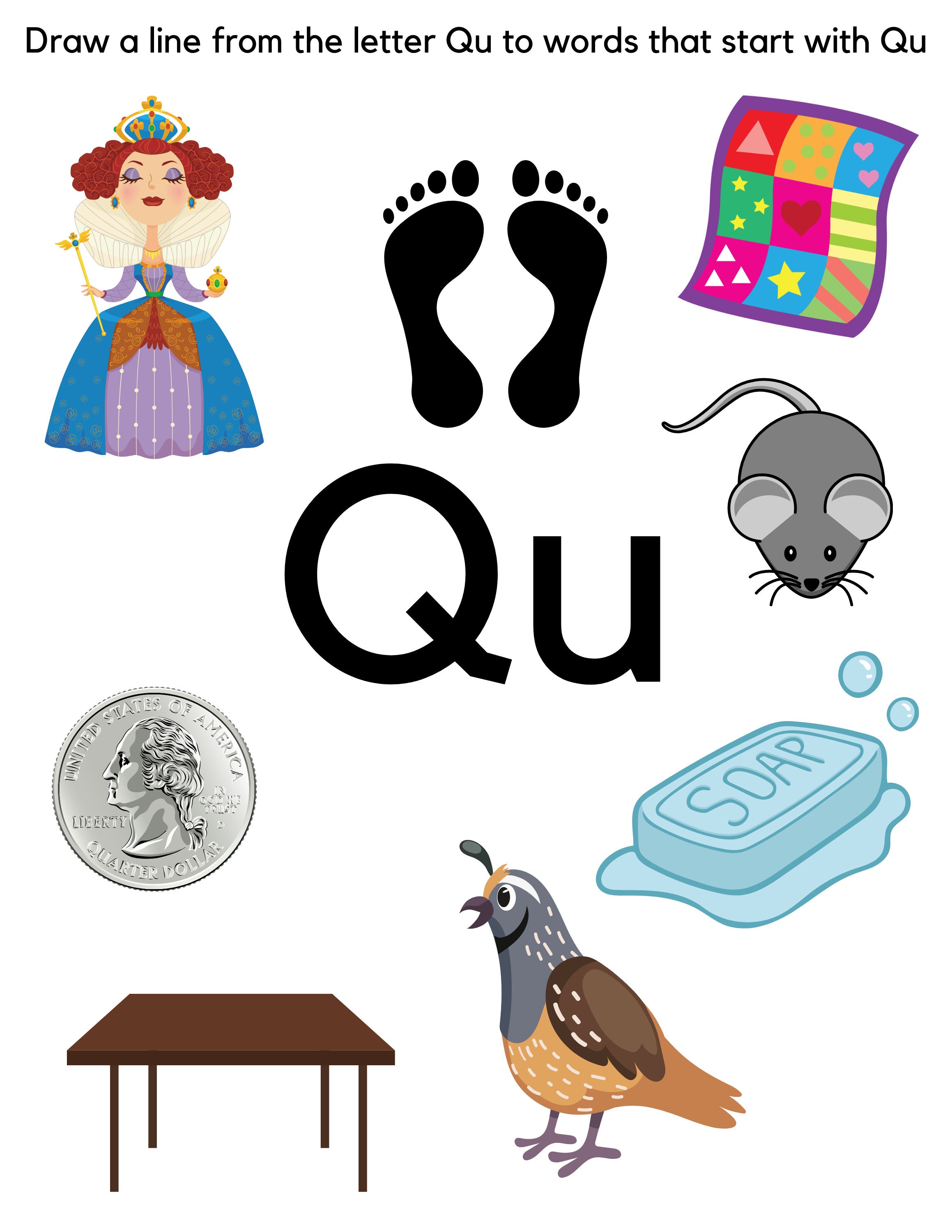 Letter Qu Preschool Worksheets / Preschool Alphabet / - Etsy