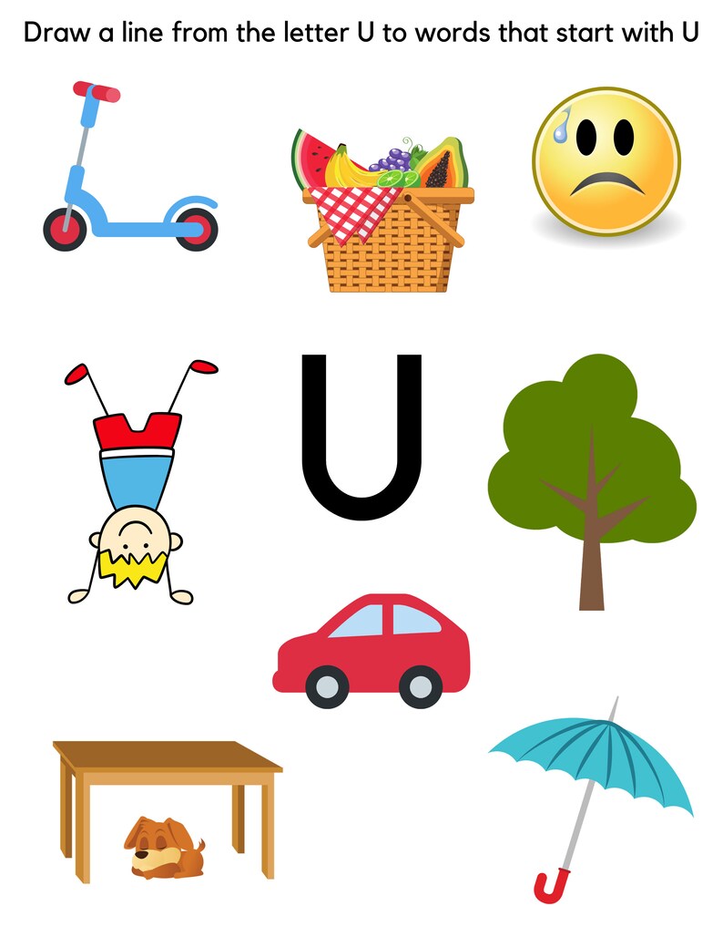 Letter U Preschool Coloring Page, Letter Identification and Writing ...