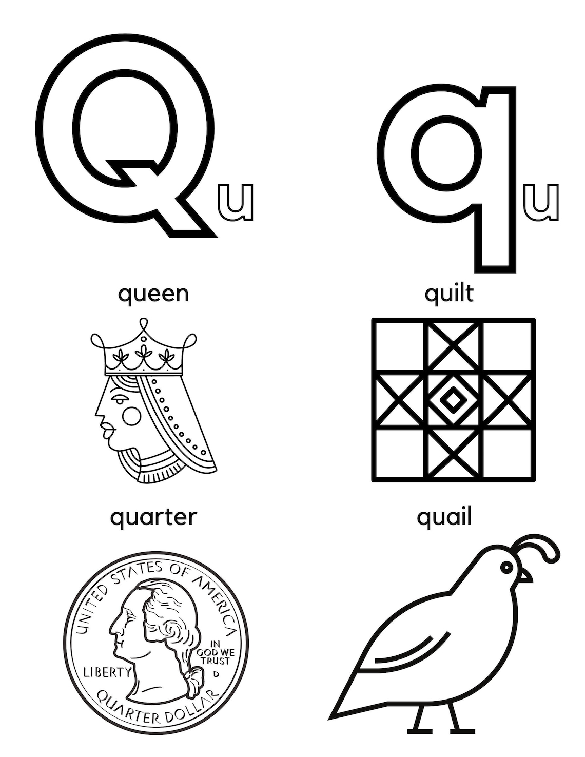 Letter Qu Preschool Worksheets / Preschool Alphabet / - Etsy