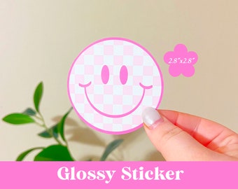 Purple Smiley Sticker, Purple Happy Face Sticker, Preppy Sticker ...
