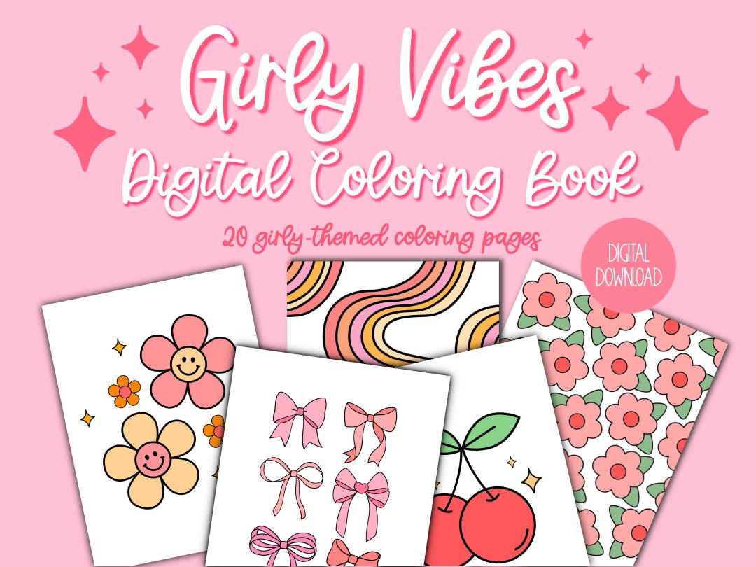 Girly Vibes Digital Coloring Book - Etsy