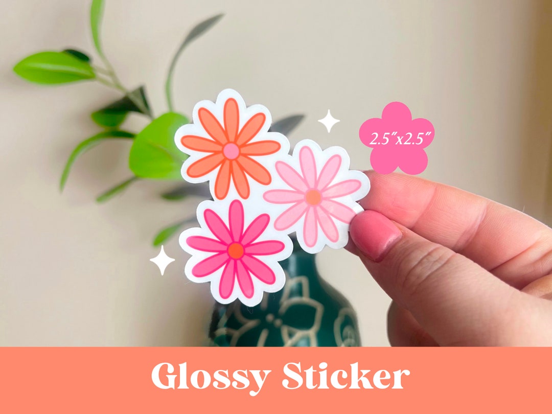 Pink & Orange Flowers Sticker - Etsy