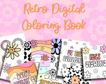 Retro Groovy Coloring Book Digital Download Template Designs Arts and ...
