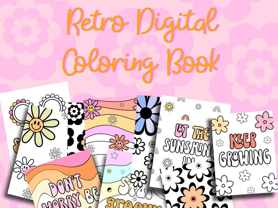 Retro Digital Coloring Book - Etsy