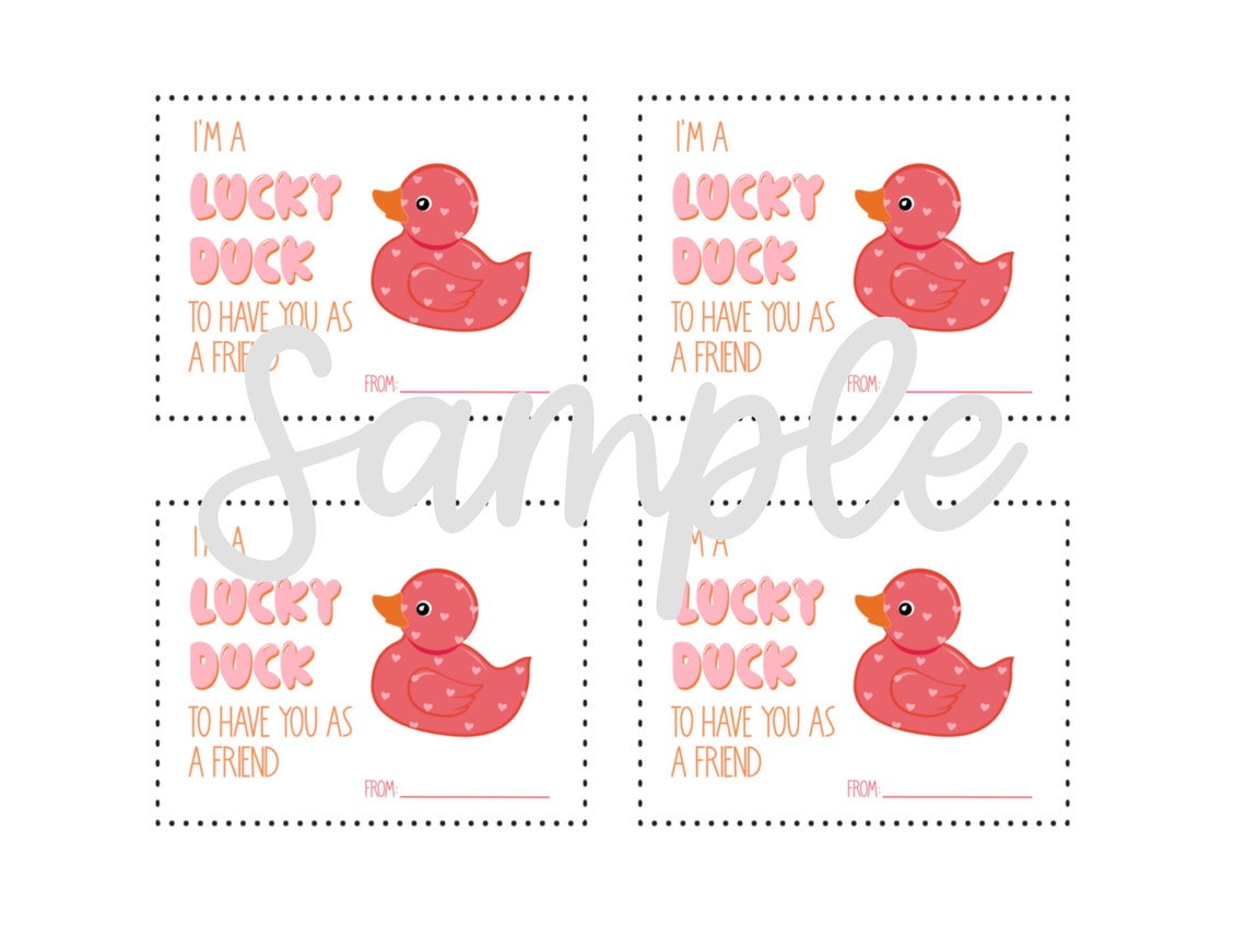 I'm A Lucky Duck Printable Valentine's Day Cards - Etsy