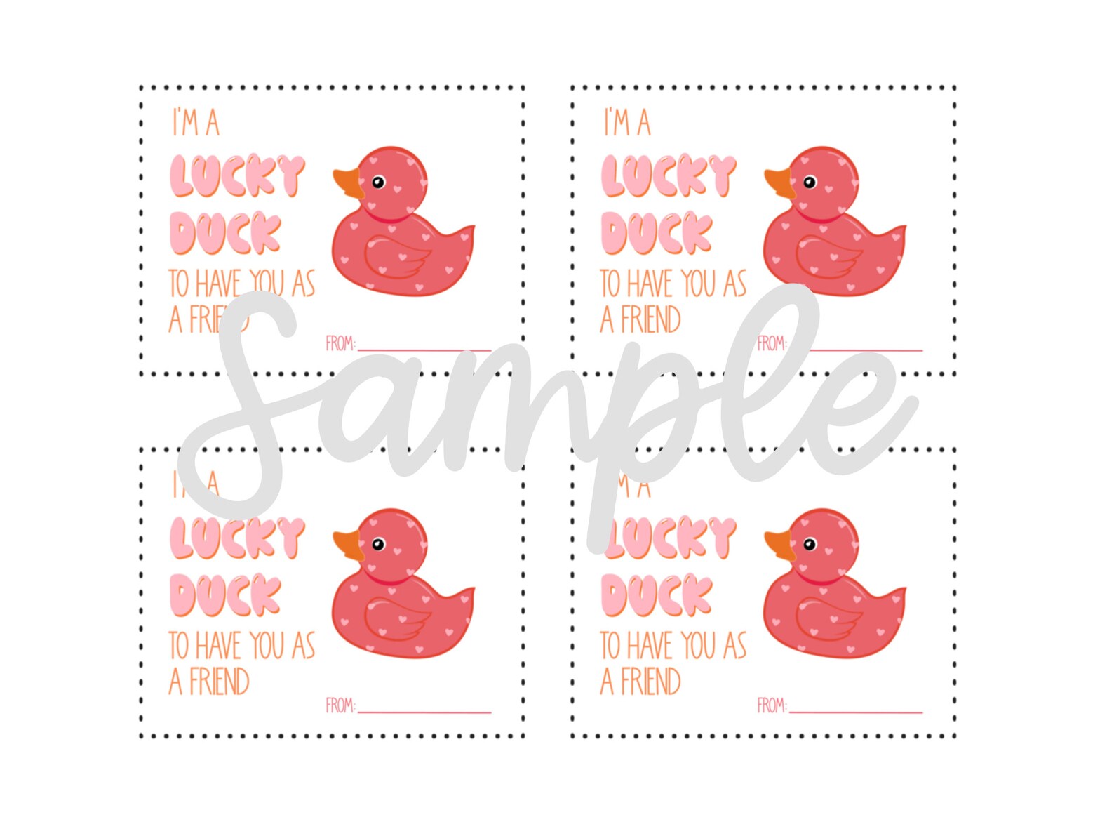 I'm A Lucky Duck Printable Valentine's Day Cards - Etsy