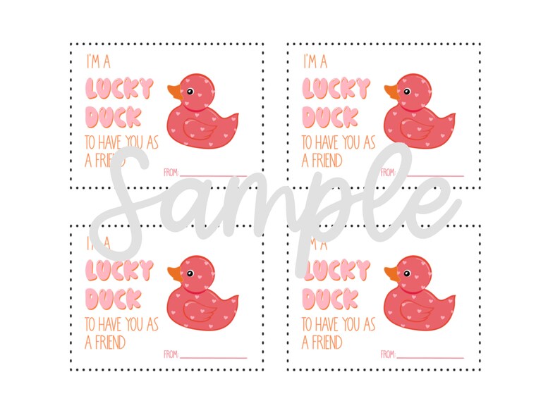 I'm A Lucky Duck Printable Valentine's Day Cards - Etsy