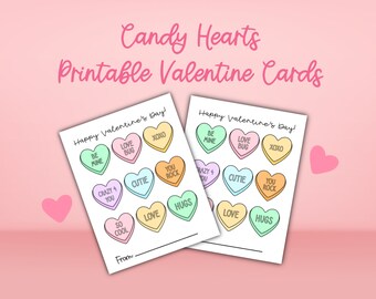 Heart Candy Valentine Cards, Valentine Cards for Kids, Girls Valentines ...