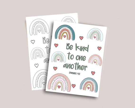 Be Kind to One Another Coloring Page Printable | Etsy