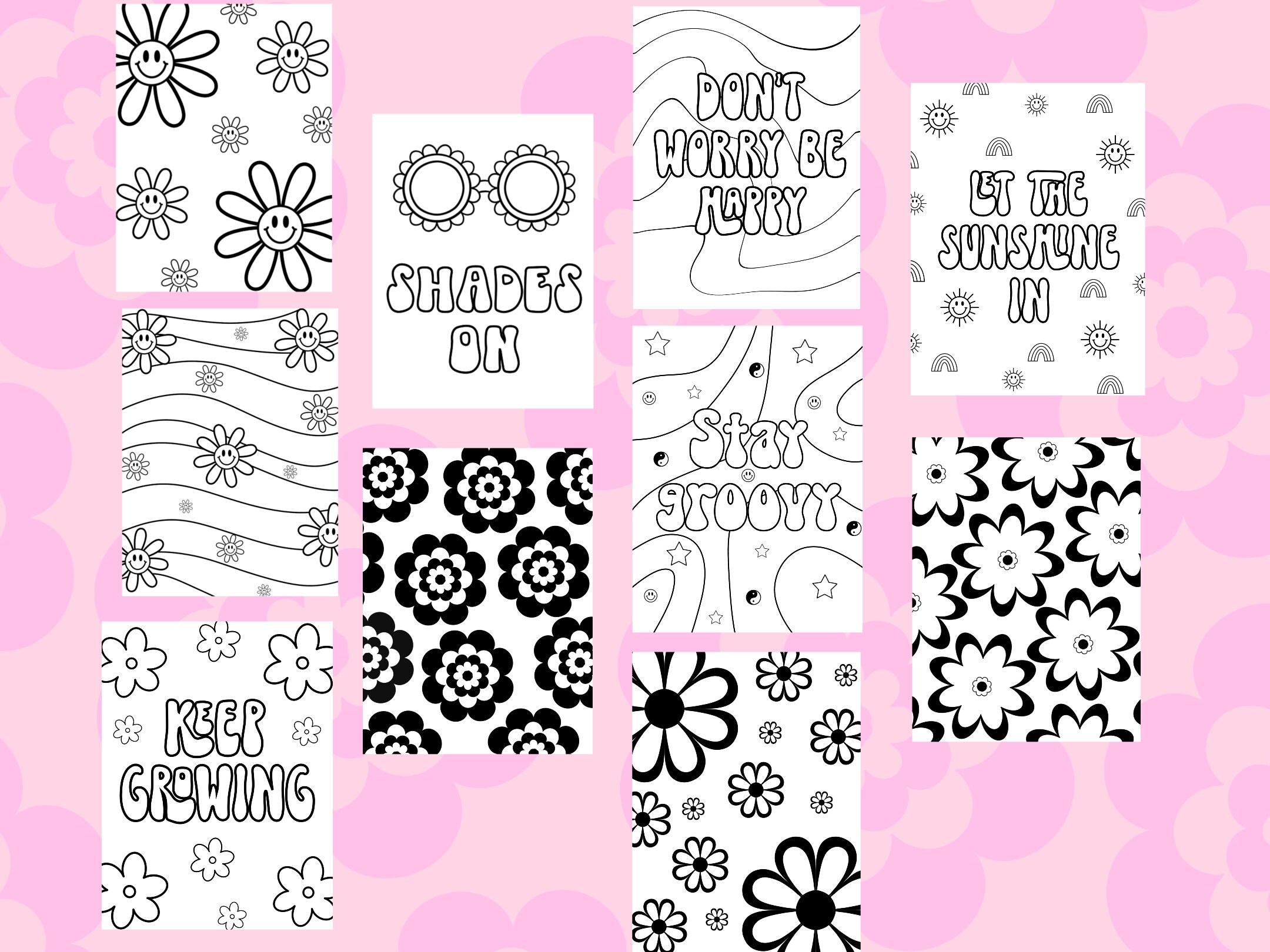 Retro Digital Coloring Book - Etsy